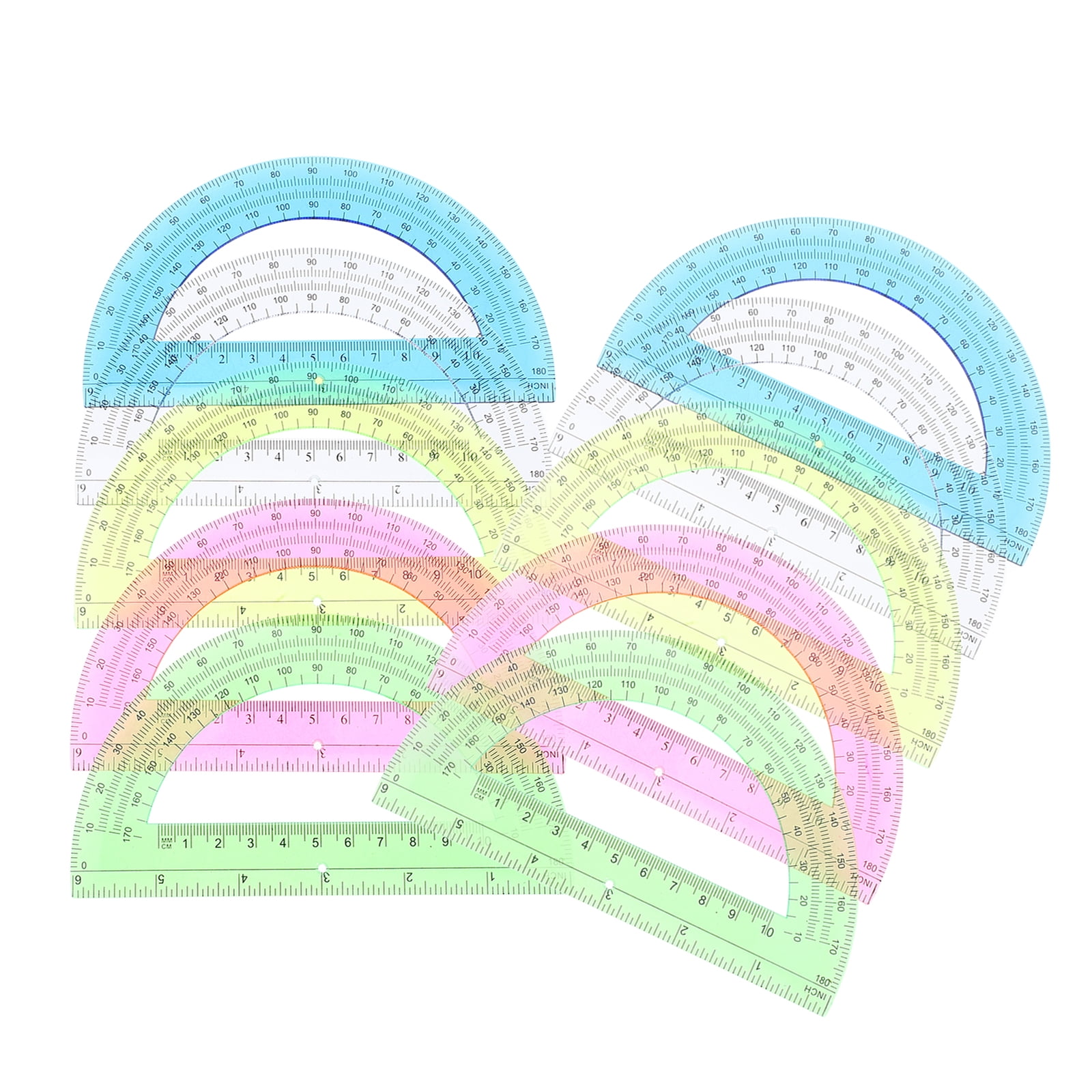 12pcs Plastic Protractor Semicircular Math Protractors 180 Degrees ...