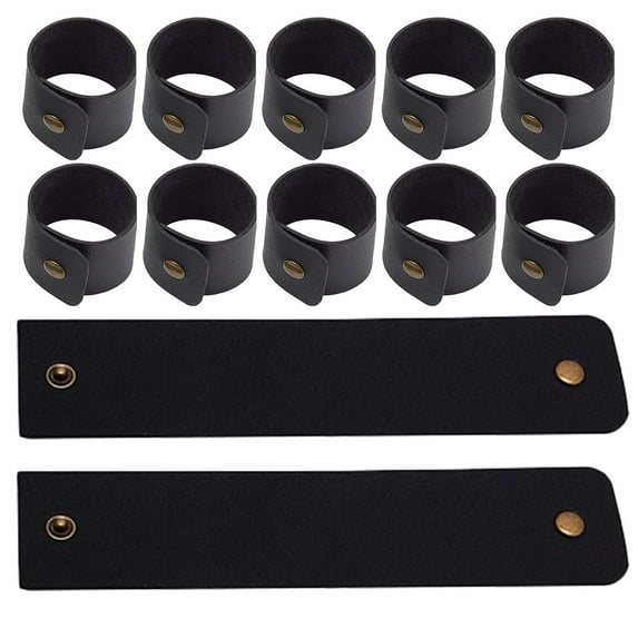 FONDOTIN Silverware Wrapping Bands Napkin Rings Black 12Pcs For Table ...