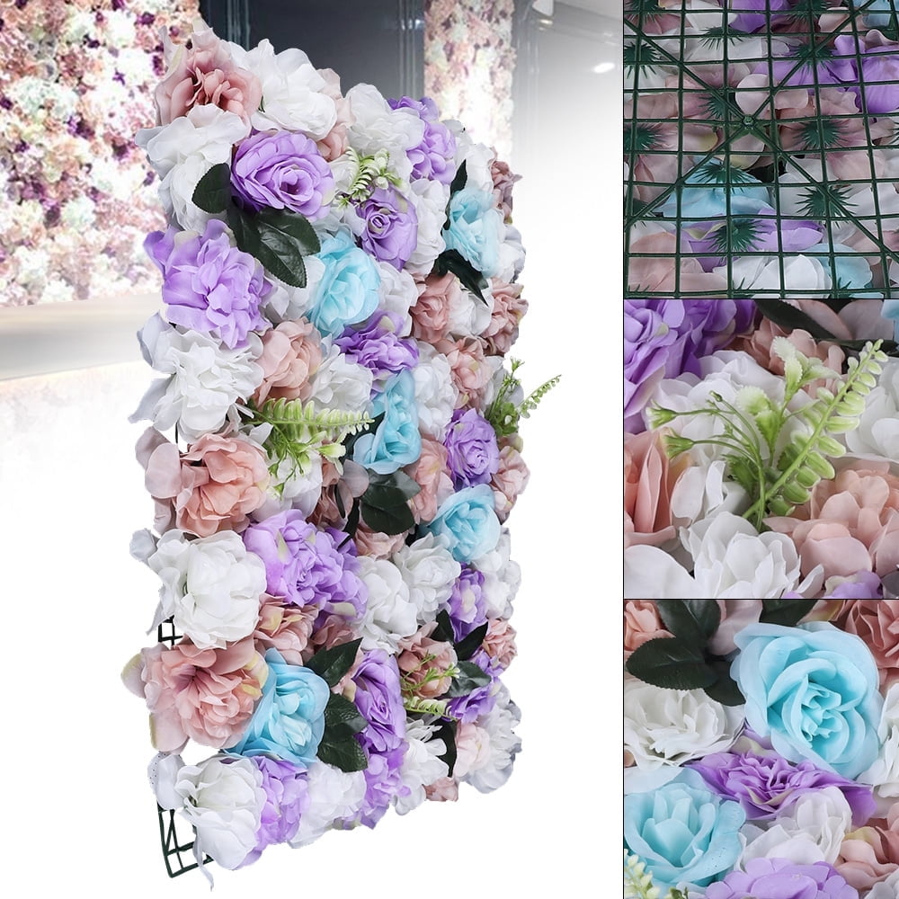 12pcs Purple+Blue Artificial Silk Flower Wall Panels 3D Floral Wedding ...