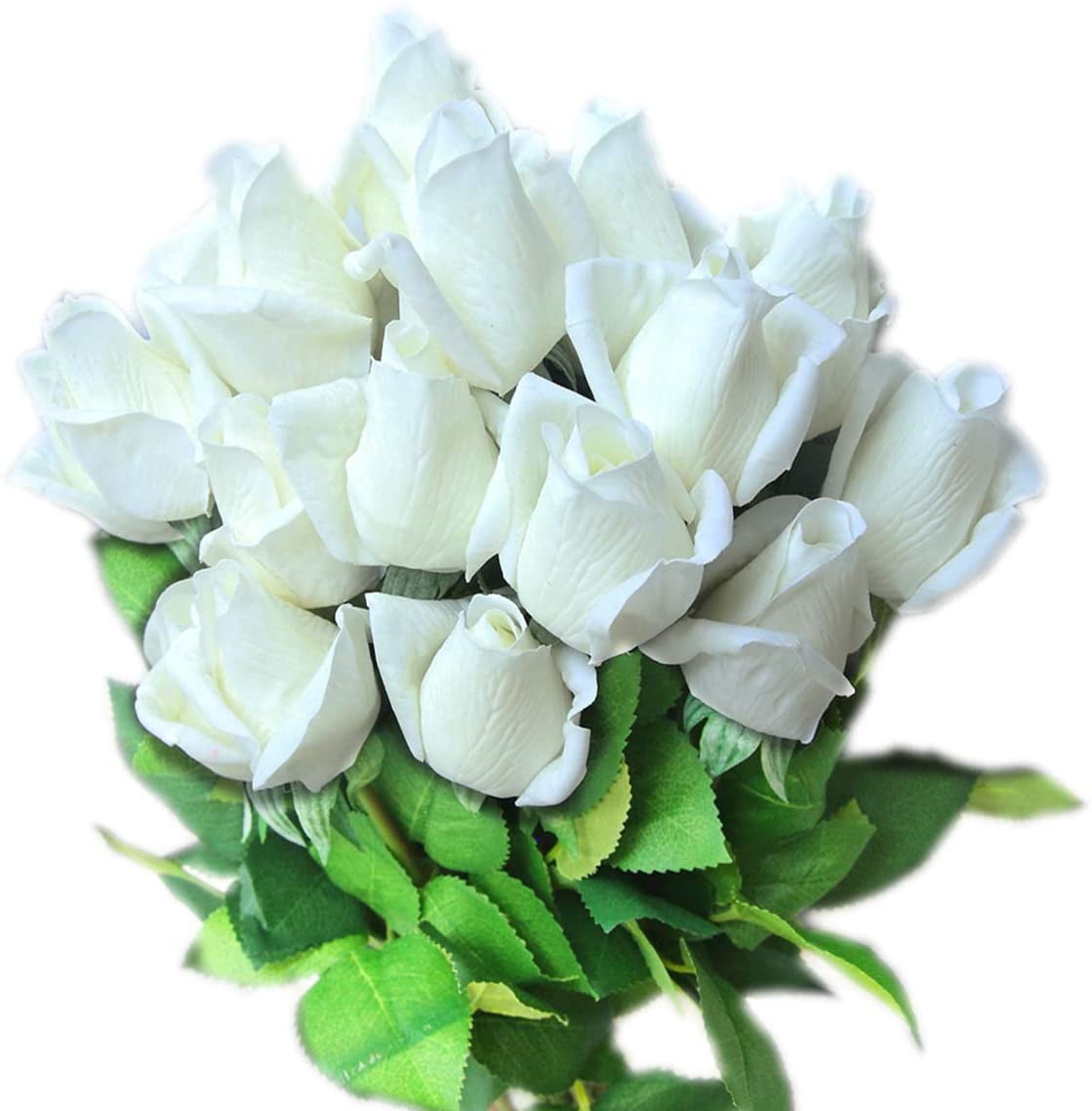 12pcs Real Look Artificial Rose Buds, 22 Inch Real Touch Silk Rosebud ...