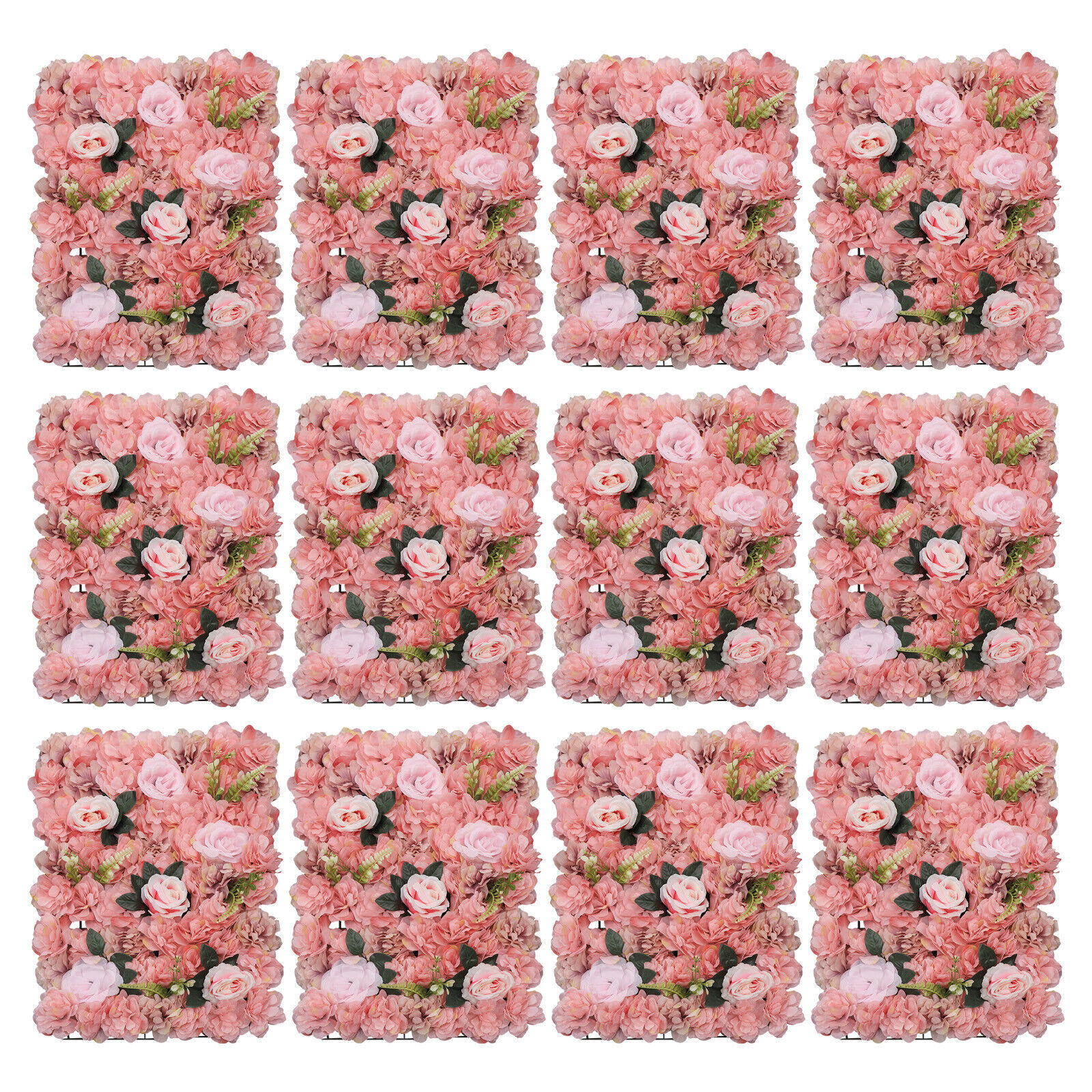 12pcs Realistic Flower Wall Background Artificial 3D Silk Rose Fake ...