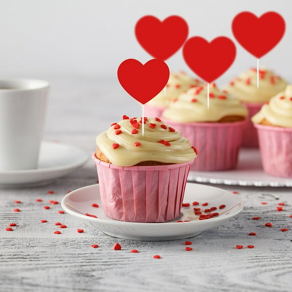12pcs Red Heart Cupcake Toppers - 2.4'' Valentine's Day Cake Picks ...