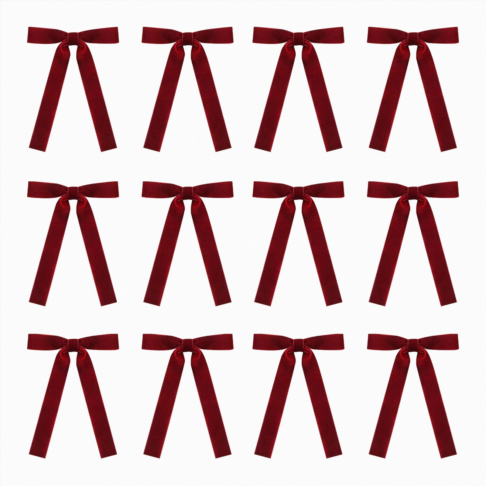 12pcs Red Velvet Bows for Christmas Tree Decorations Wreath Burgundy ...
