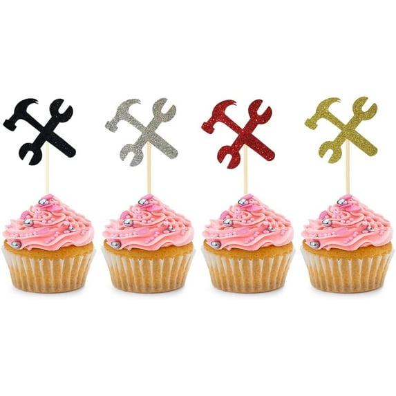12pcs Repair Tools Cupcake Toppers Hammer Wrench Cupcake Picks for Kids ...