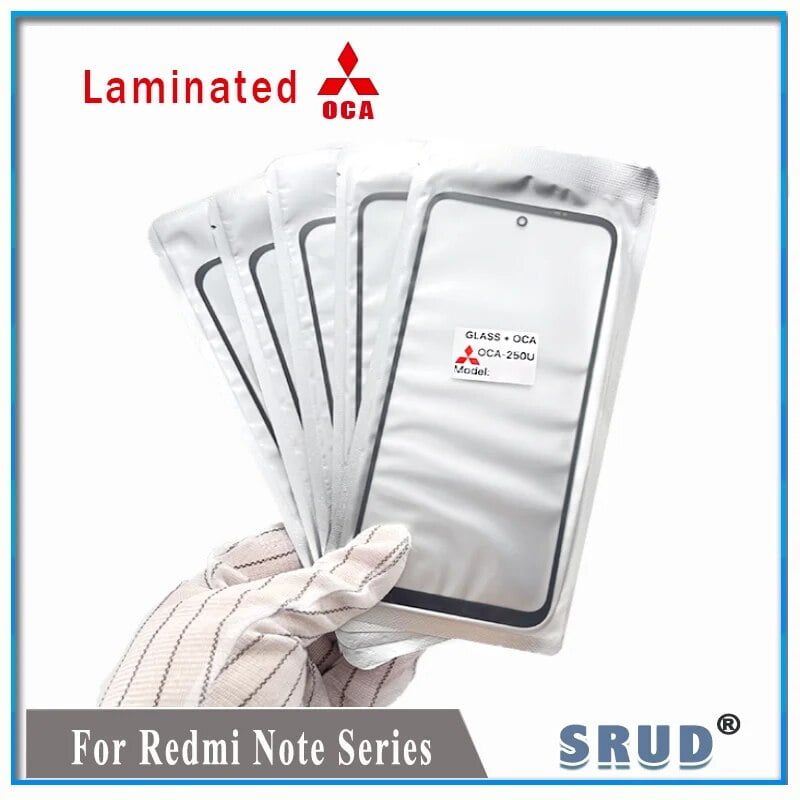 12pcs Replacement Outer Glass With OCA Glue Film For Xiaomi Redmi Note ...