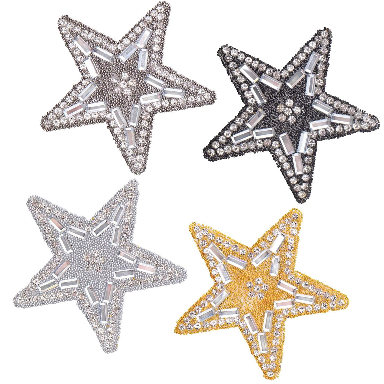 12pcs Rhinestone Star Patches Iron on Glitter Patches Shiny Star Shape ...