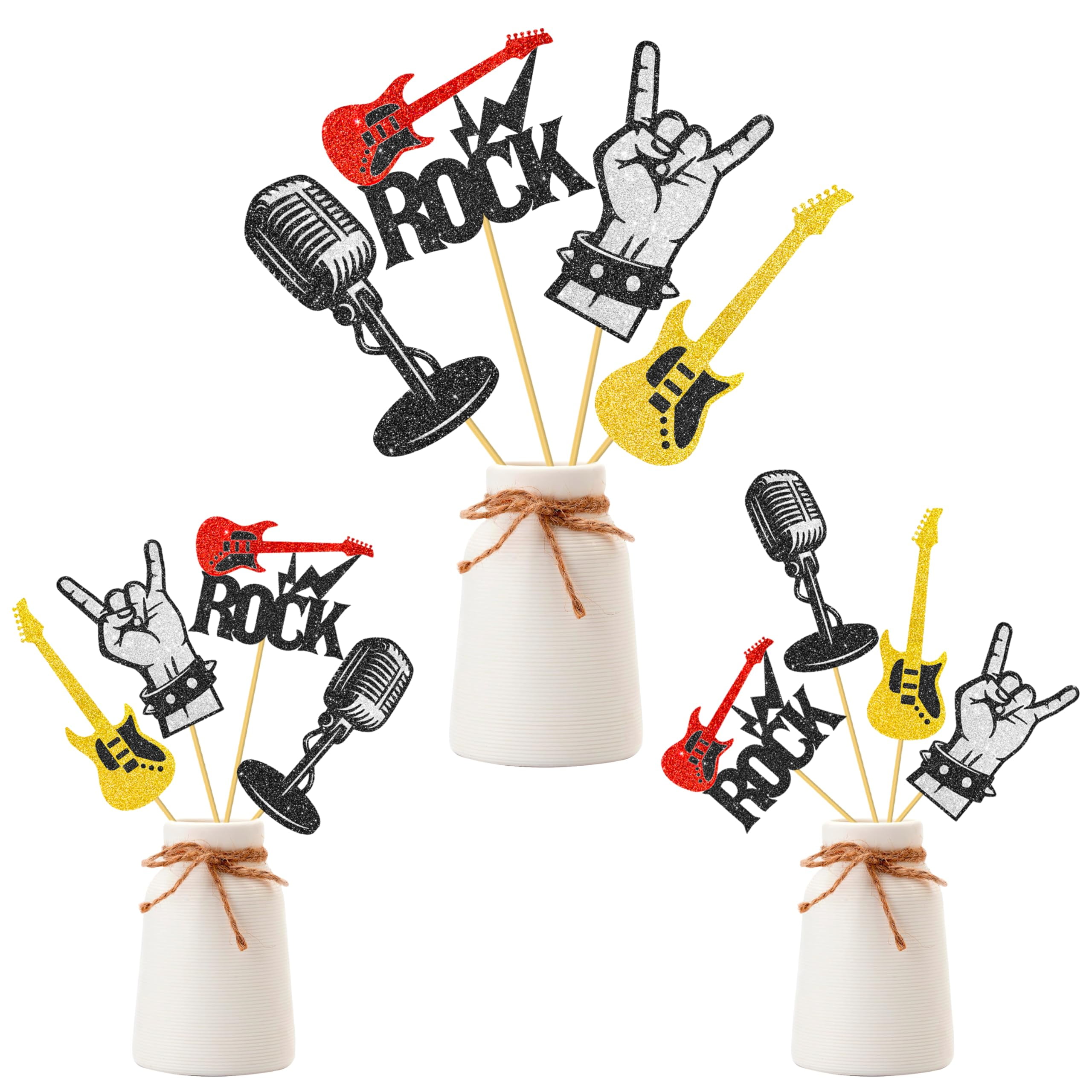 12pcs Rock and CORNET Roll Centerpiece Sticks Glitter Rock Party ...