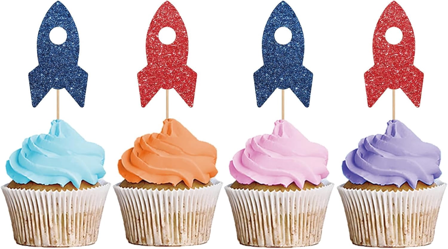 12pcs Rocket Ship Cupcake Toppers, Baby Shower Party Decor for Boys ...