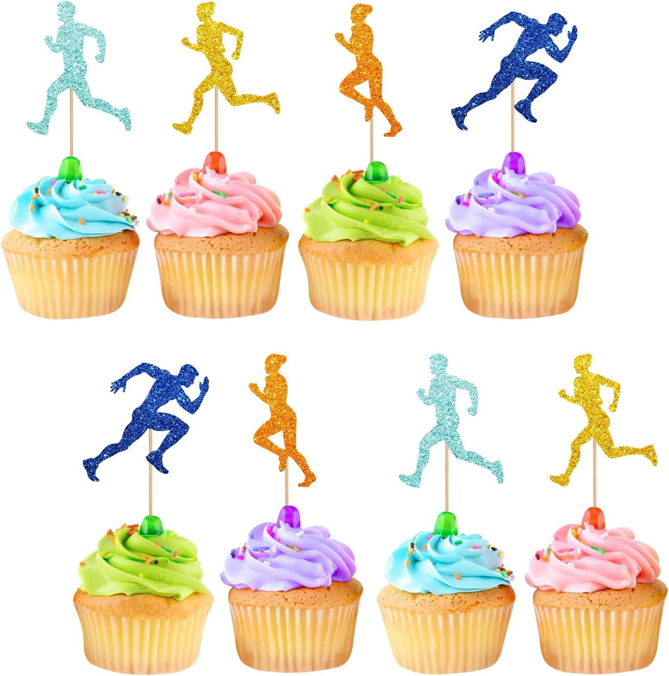 12pcs Running Cupcake Toppers, Sports Fitness Cupcake Toppers for ...