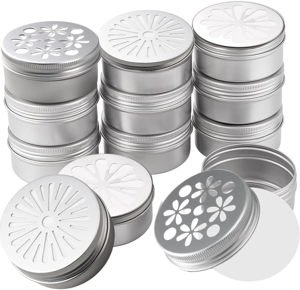 12pcs Scent Beads Container 3 Style Aluminium Tins 2.8 Ounce Metal Container Empty Storage Tins ...