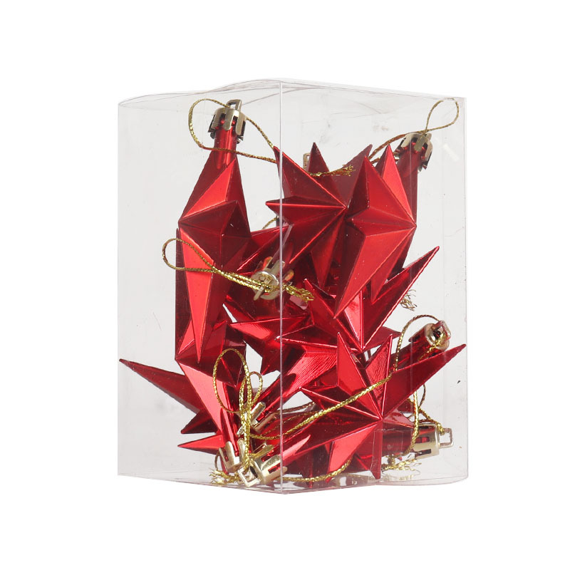 12pcs/Set Eight Pointed Star Christmas Tree Hang Pendant Plastic ...