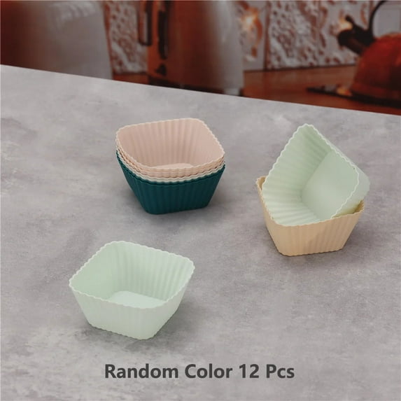 12pcs/Set Silicone Cake Mold Round Shaped Muffin Cupcake Baking Molds ...