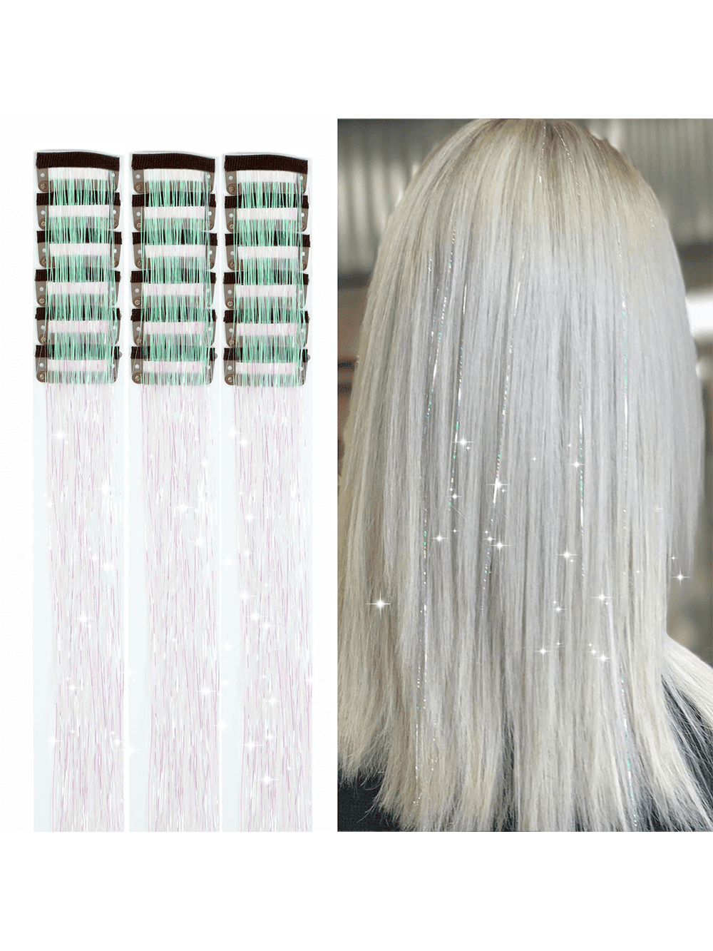12pcs Shiny Hair Clips 6 Inch Sequin Hair Clips Heat Resistant Shiny ...