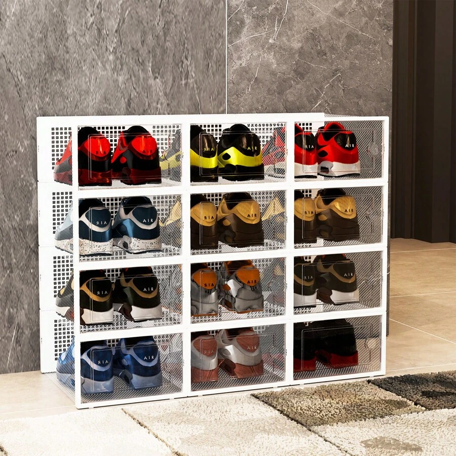12pcs Shoe Boxes, Pack Of 12 Shoe Storage Organizers, Stackable Clear ...