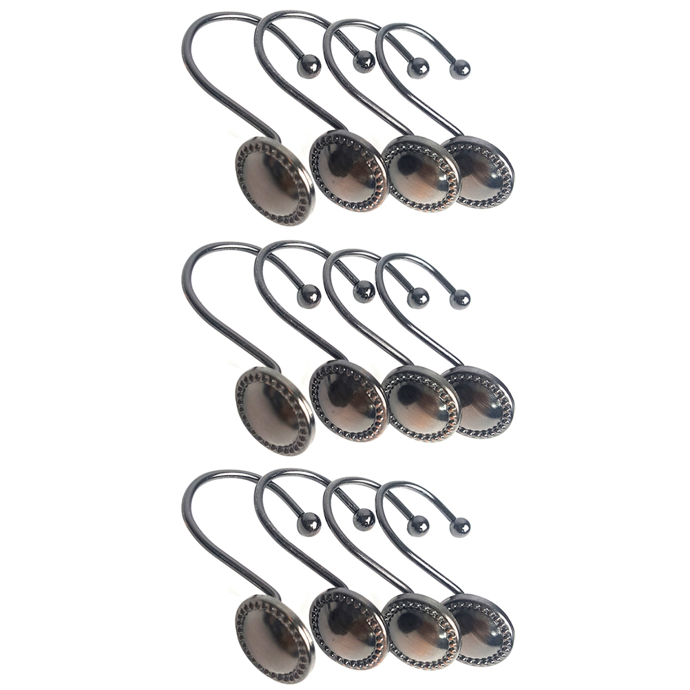 12pcs Shower Curtain Hook Flower Pattern Hanger Round Curtain Hanging ...
