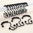 12pcs Shower Curtain Hooks, Metal Double Glide Shower Curtain Rings ...