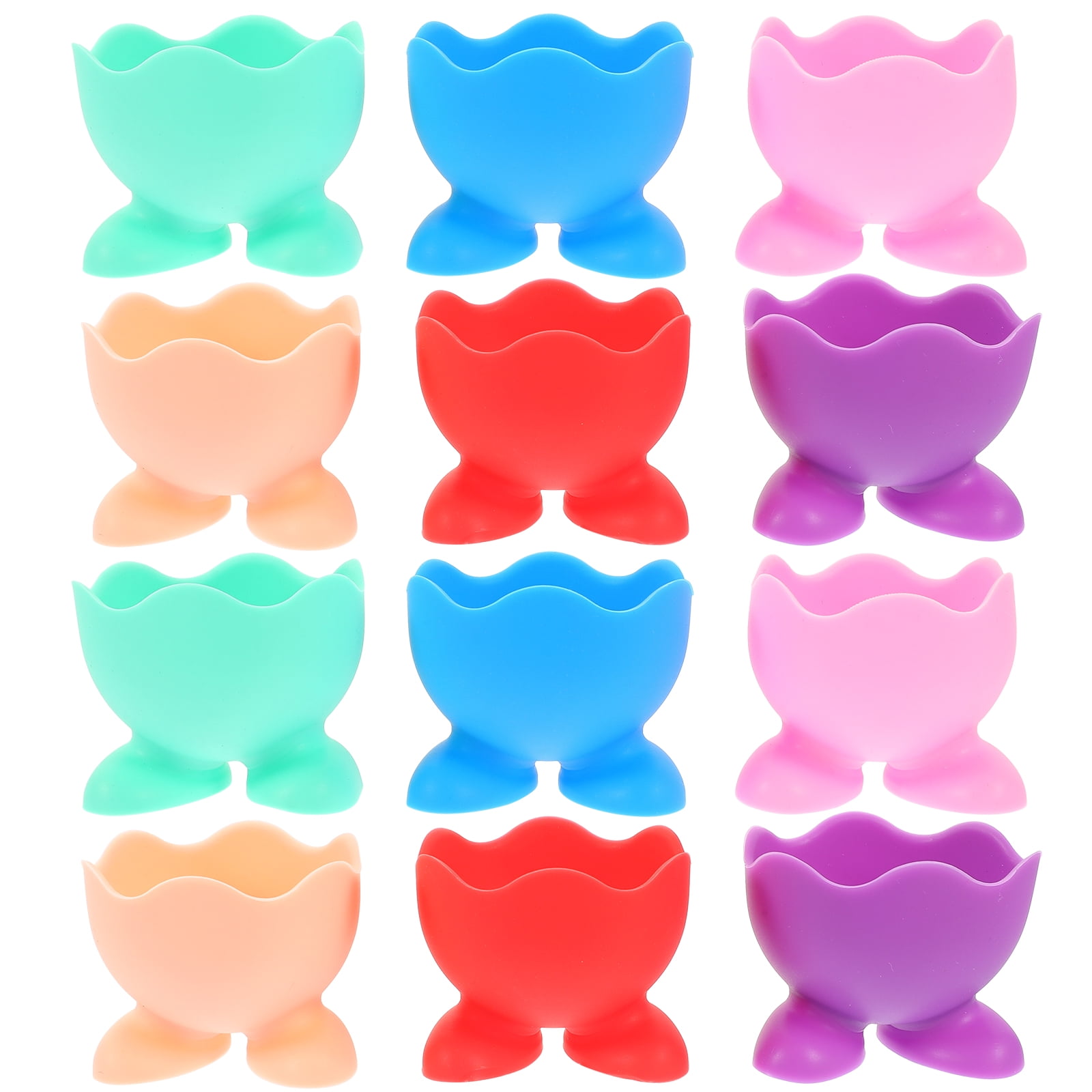 12pcs Silicone Egg Cups Easter Egg Cup Holders Cartoon Egg Holders ...