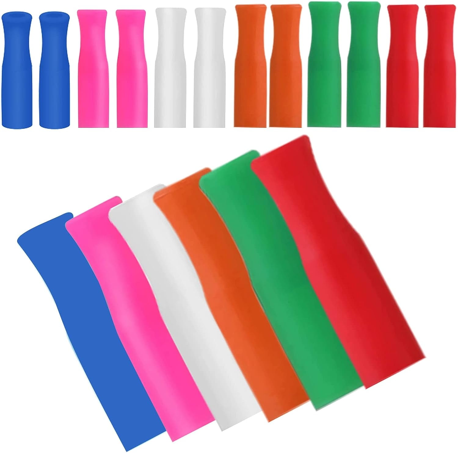 12pcs Silicone Straws Tips Food Grade Reusable Tip Cover,6 Colors ...