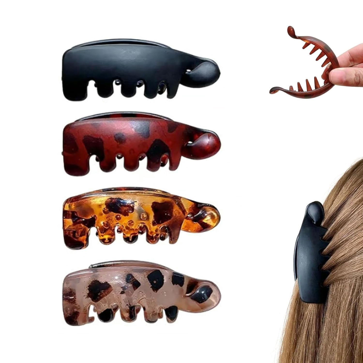 12pcs Single Small Banana Hair Clips - Vintage Oval Banana Design Cute ...