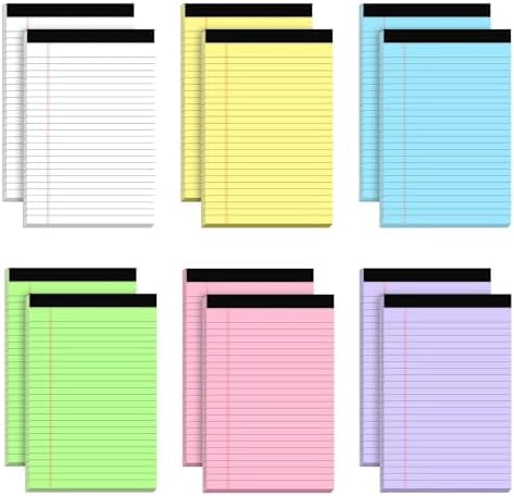 12pcs Small Legal Pads 5x8 Colored Note Pads Paper College Ruled ...