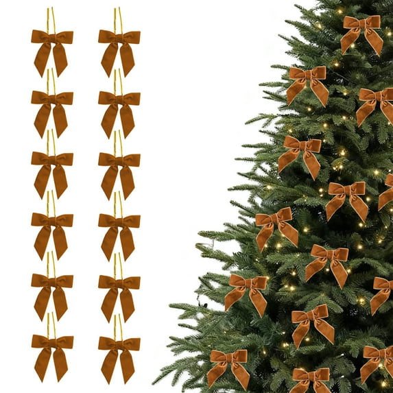 12pcs Small Velvet Christmas Bows, Perfect for Tree/Wreath Decorations ...