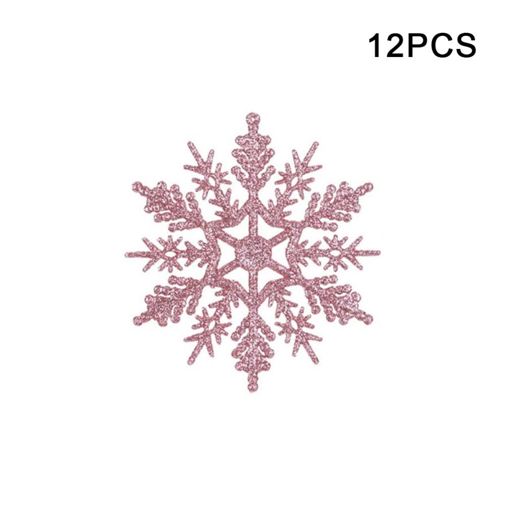 12pcs Snowflake Ornaments Plastic Glitter Snow Flakes Ornaments for ...