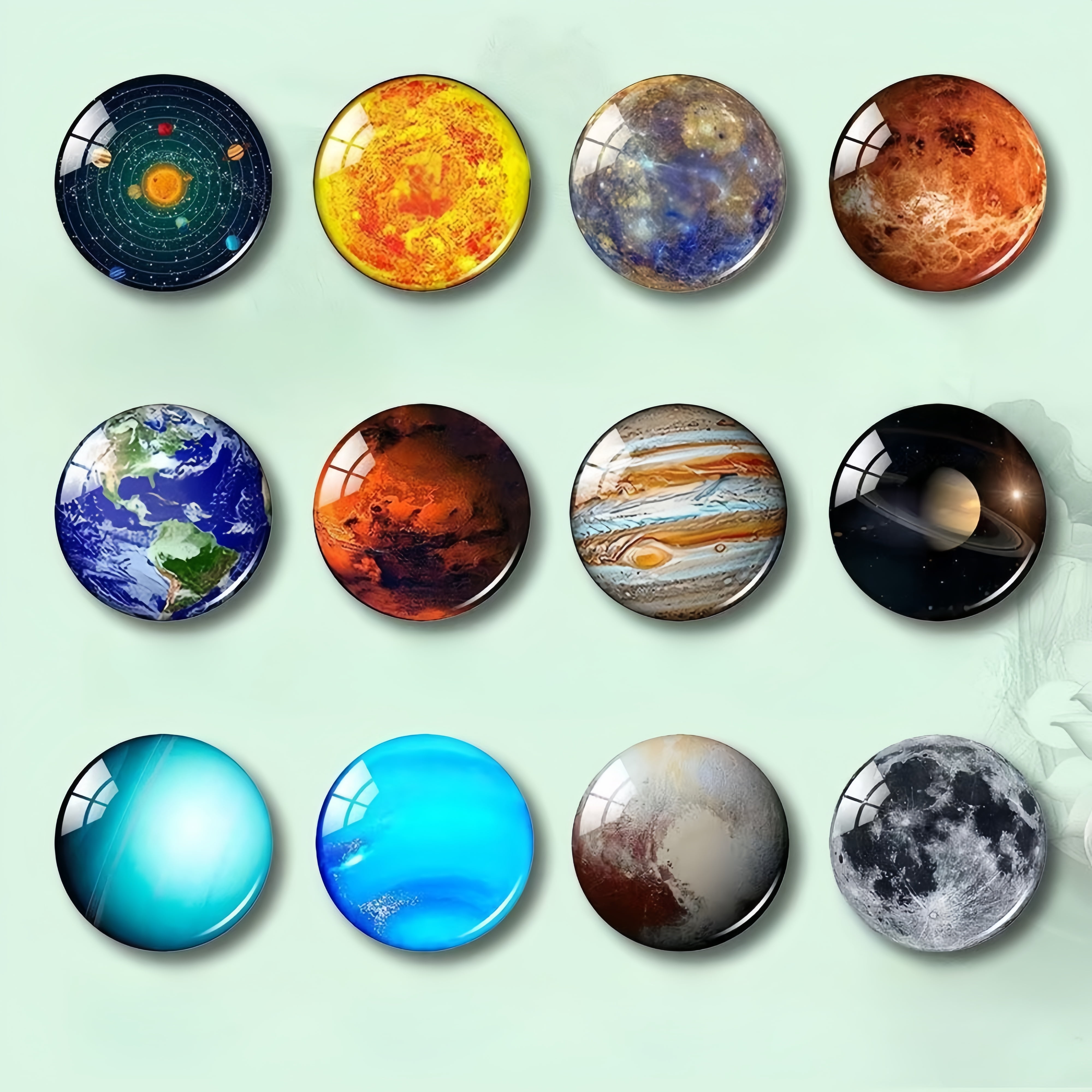 12pcs Solar System Planet Fridge Magnets, 1.2 Inch Non-Luminous ...