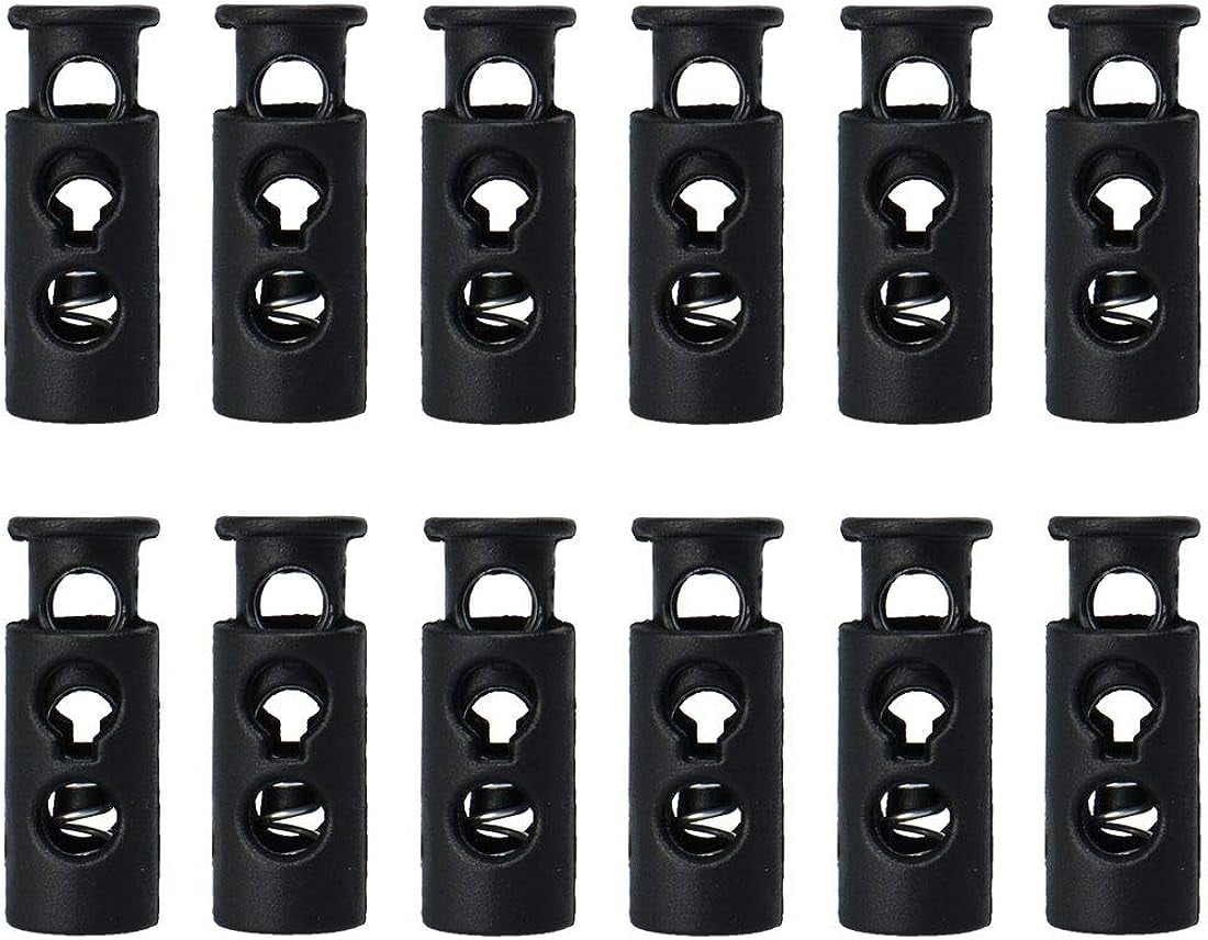 12pcs Spring Cord Locks Plastic End Stopper Double Hole Toggle Fastener ...