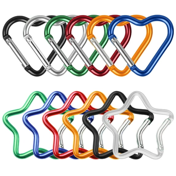 12pcs Spring Loaded Gate Heart Shape Carabiner Security Locking ...