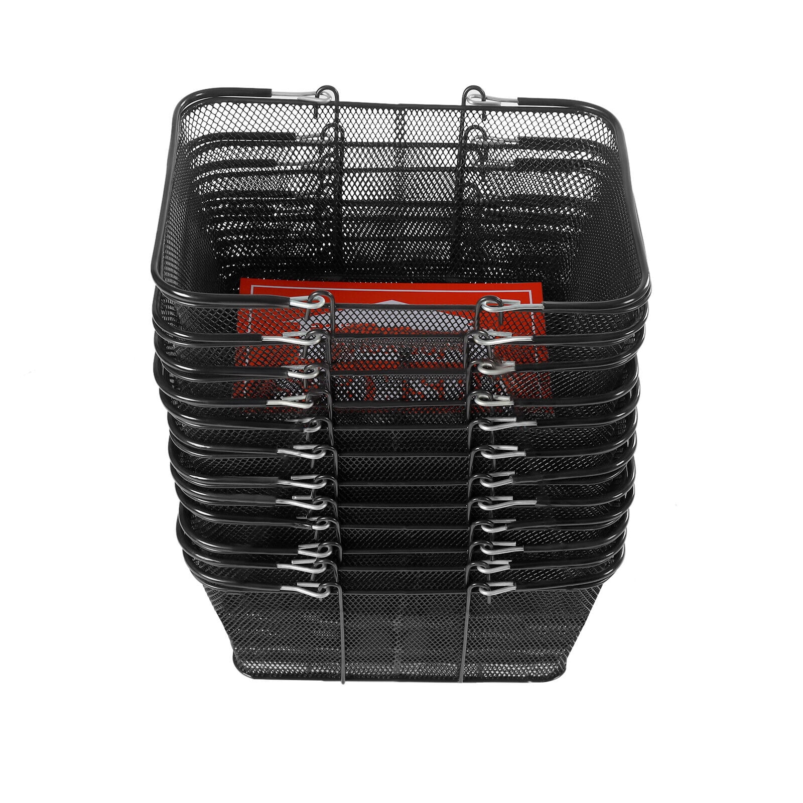 12pcs Stackable Shopping Baskets with Metal Handles,Durable Plastic ...