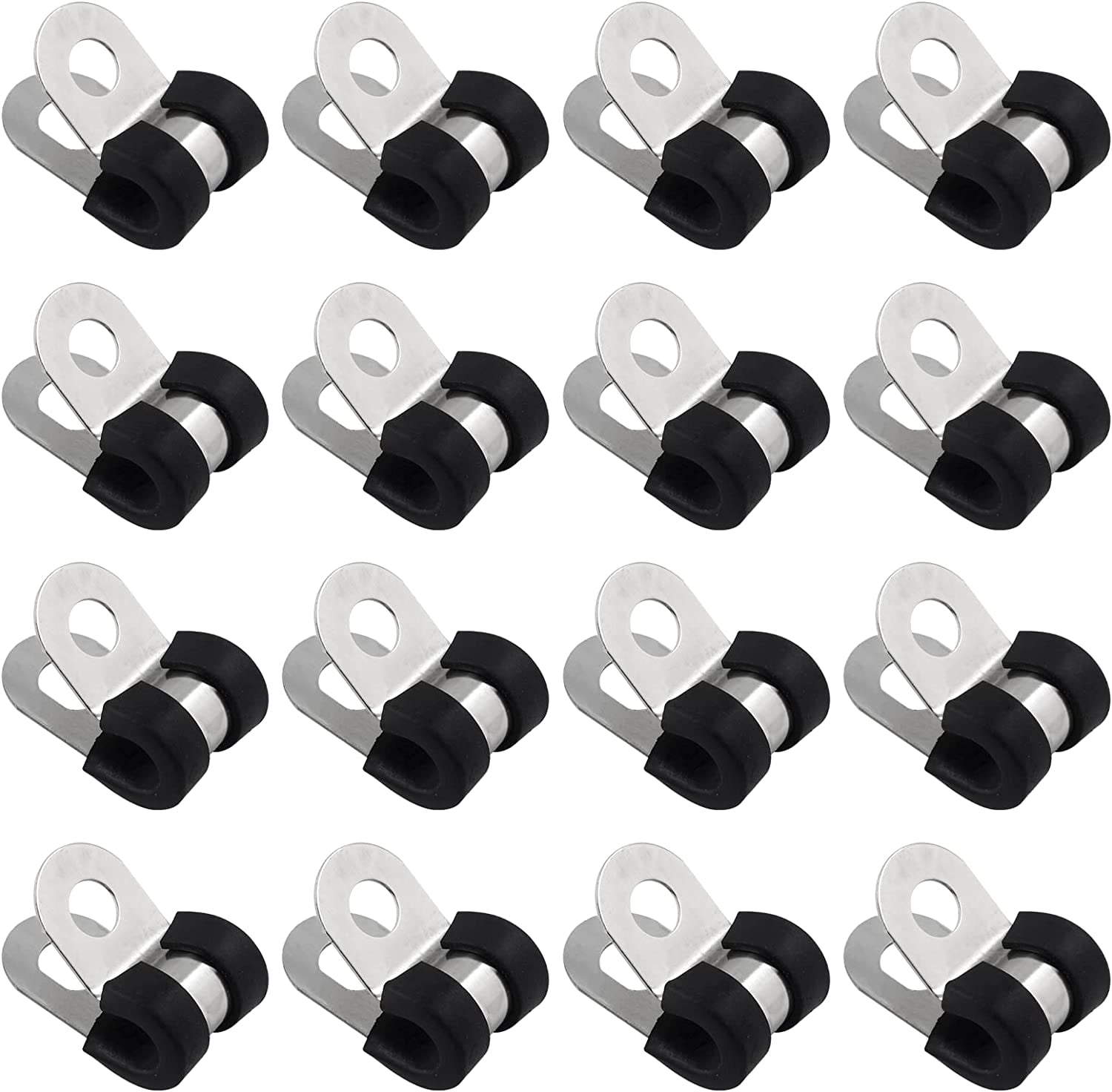 12pcs Stainless Steel Cable Clamp, 1/4\‘\‘ Rubber Cushioned Insulated ...