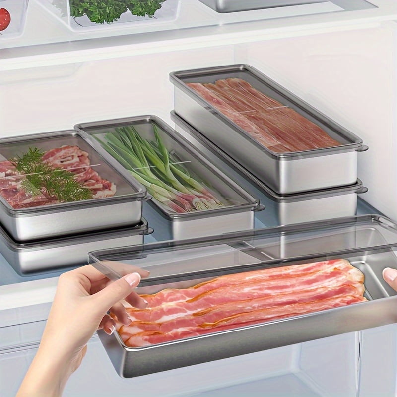 12pcs Stainless Steel Food Storage Box Set, Includes Sealing Lids ...