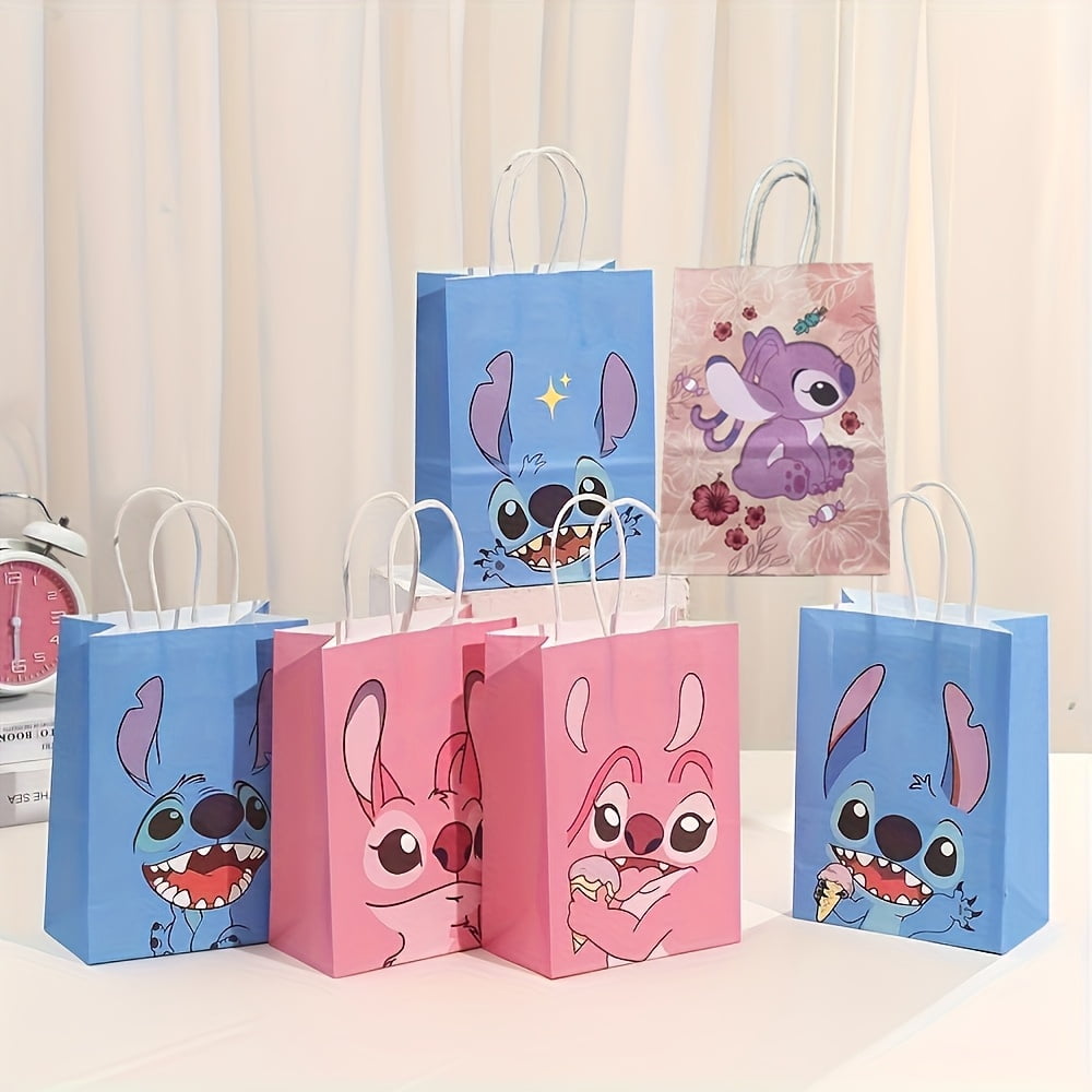 12pcs Stitch Carton kraft paper bags processing | needle-themed gift ...