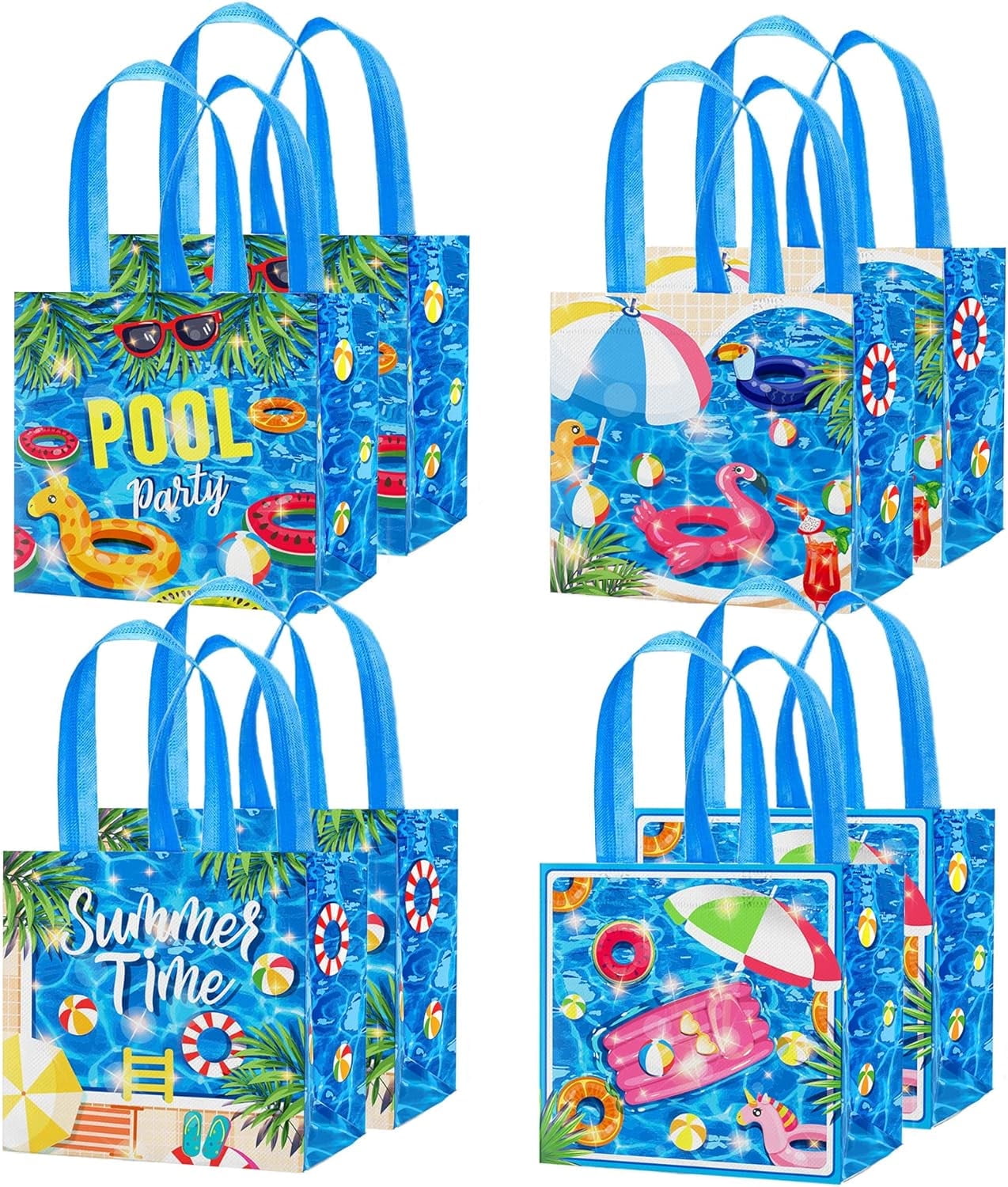 12pcs Summer Pool Party Gift Bags, Non Woven Treat Bags for Beach Party ...