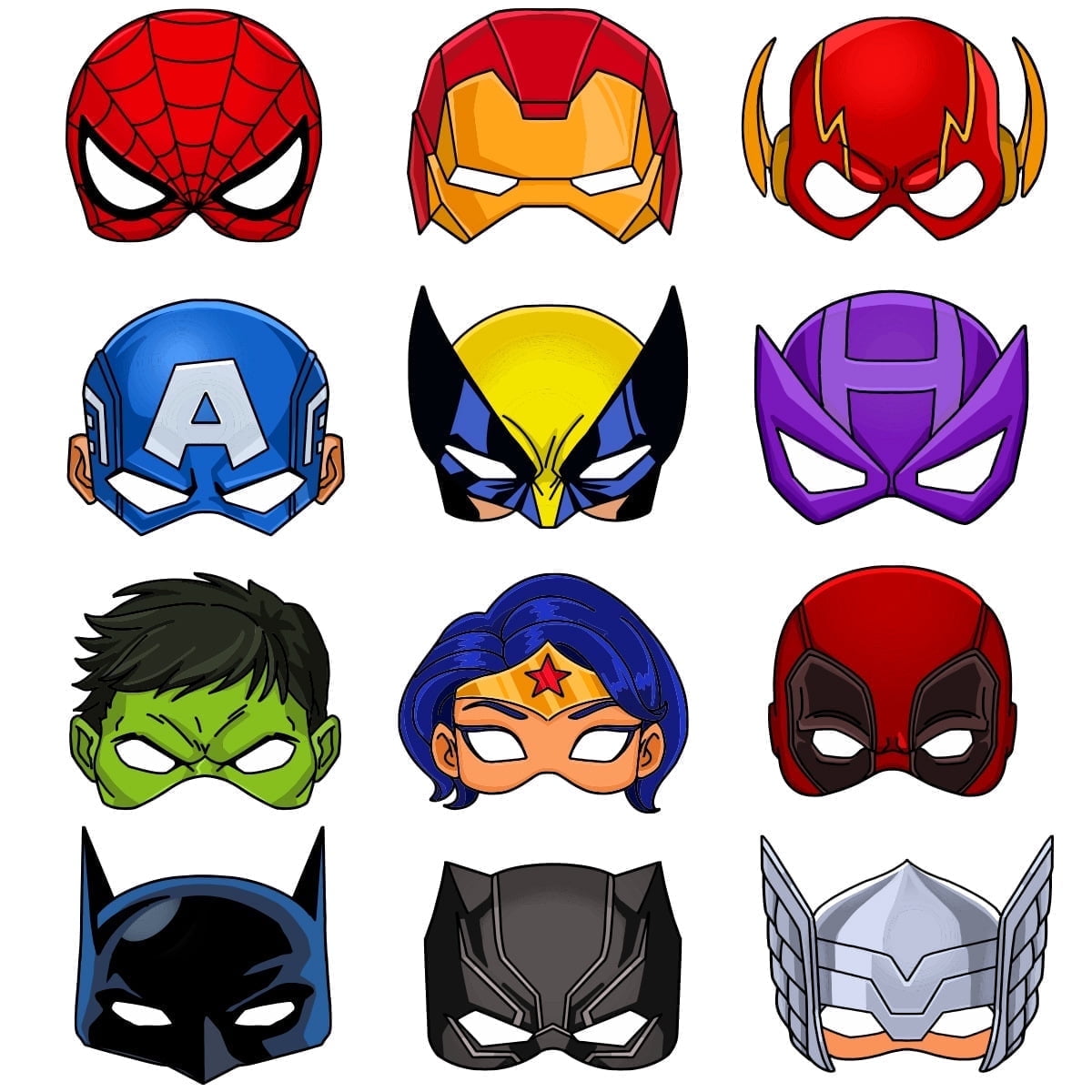 12pcs Superhero Party Masks: Photo Booth Props Masquerade Hero Half ...
