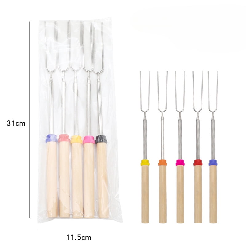 12pcs Telescoping Barbecue Fork Stainless Steel Double Metal Skewers ...