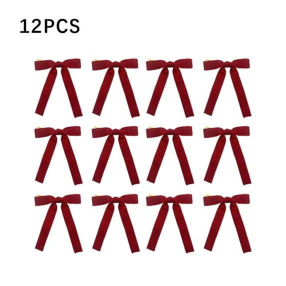 12pcs Velvet Christmas Bows – Set of 12 Premade Holiday Bows for ...