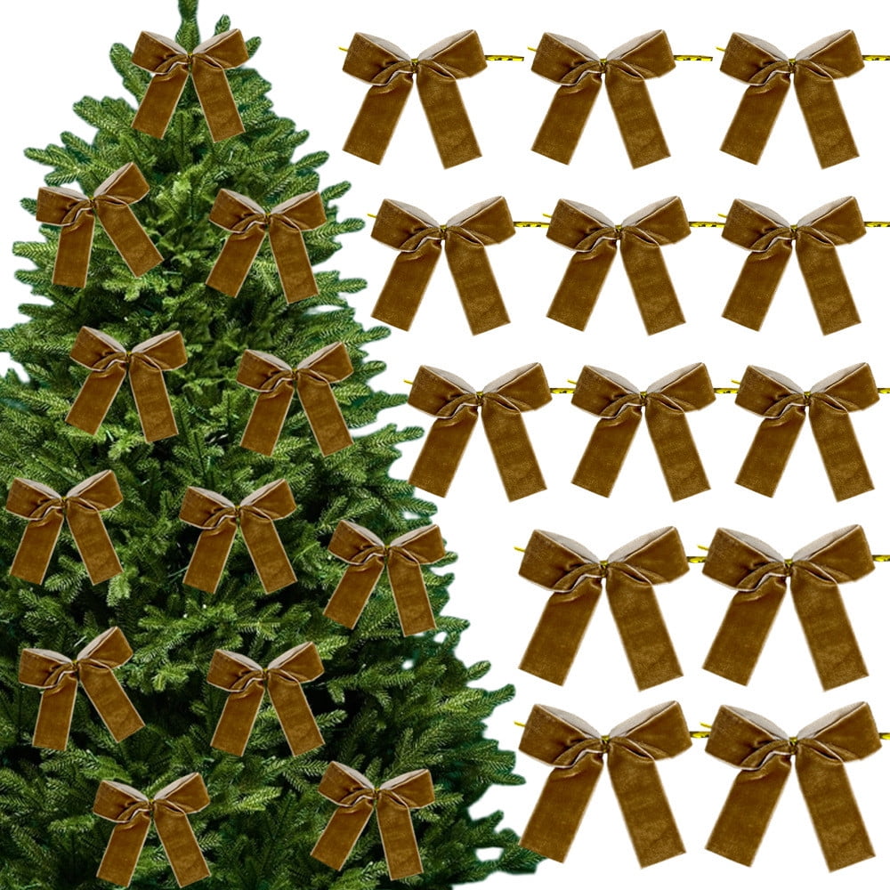 12pcs Velvet Christmas Tree Bow Decorations - Viral Holiday Decor Bows ...