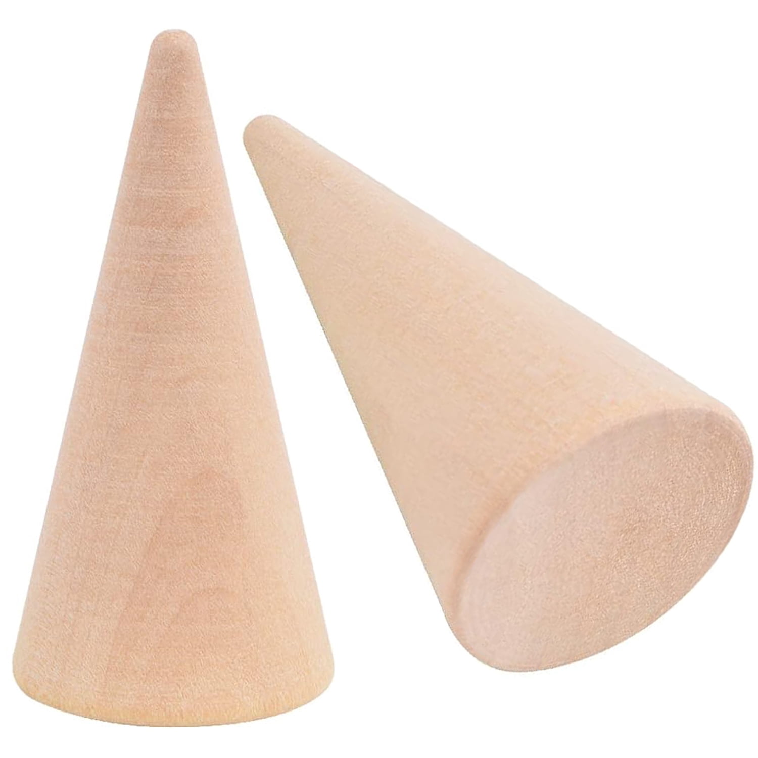 12pcs Vertical Shaped Small Solid Wood Cone Ring Holders Natural Color ...