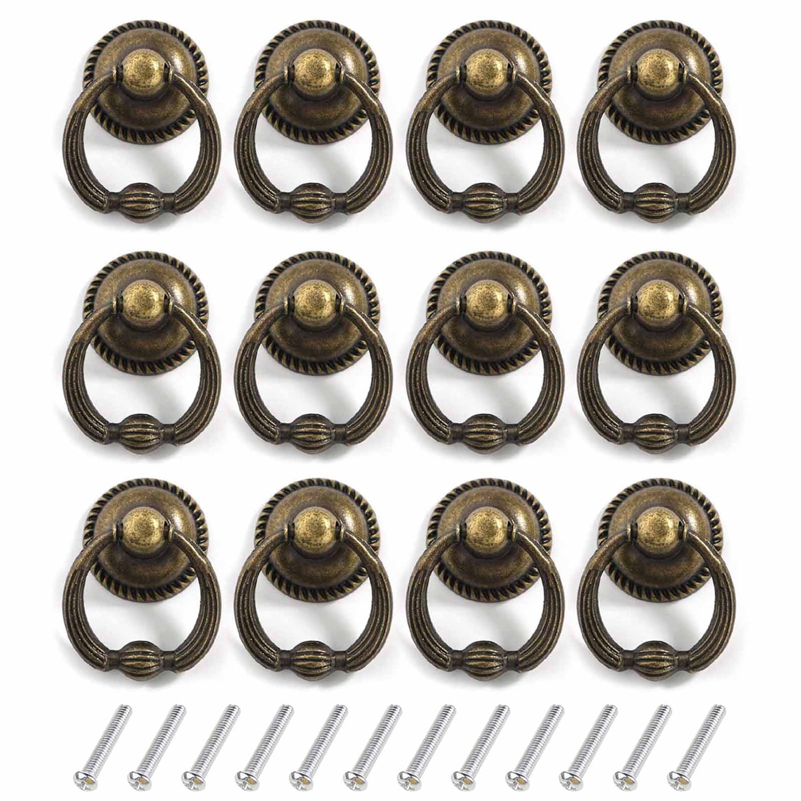 12pcs Vintage Cupboard Drawer Knob Zinc Alloy Wardrobe Dressers Pull ...