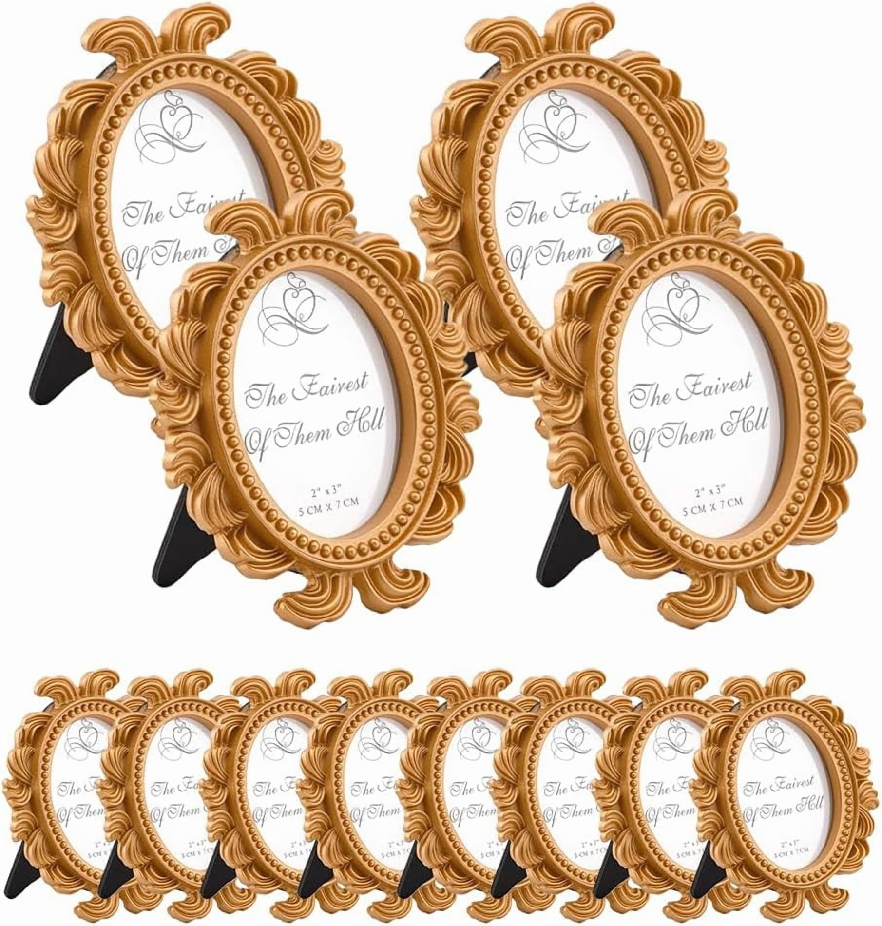 12pcs Vintage Oval Photo Frame Golden Mini Picture Frames 3.6x3.1 Inch ...