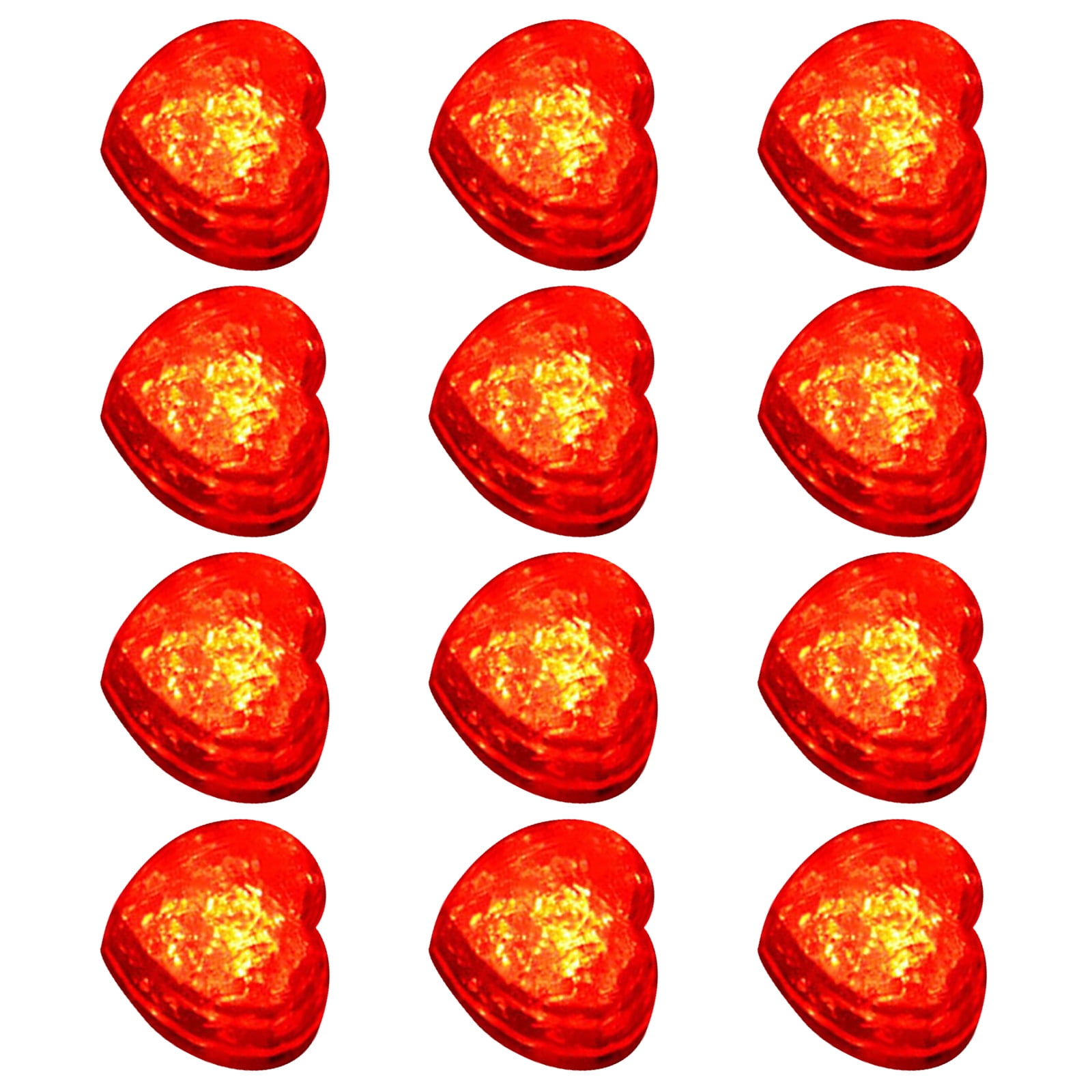 12pcs Water Activated Flashing Multicolor Heart Shape Ice Cubes Drink ...