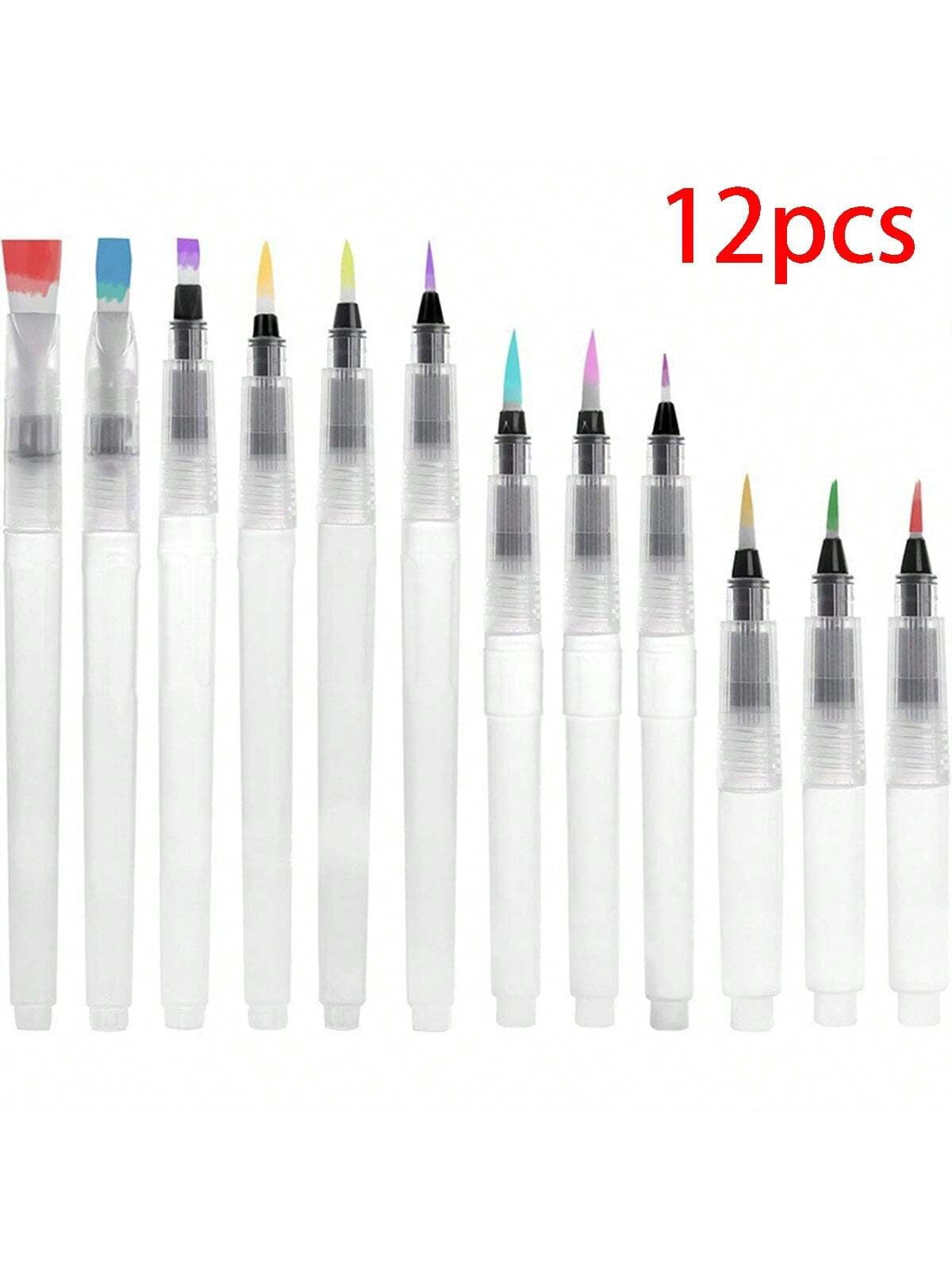 12pcs Water Brush Pen Set - Solid Watercolor Paint, Soft Hair Brush ...