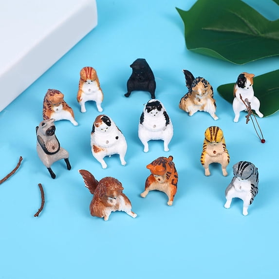 12pcs Weather-Resistant Adhesive-Backed Mini Kitten Desk Figurine Set ...