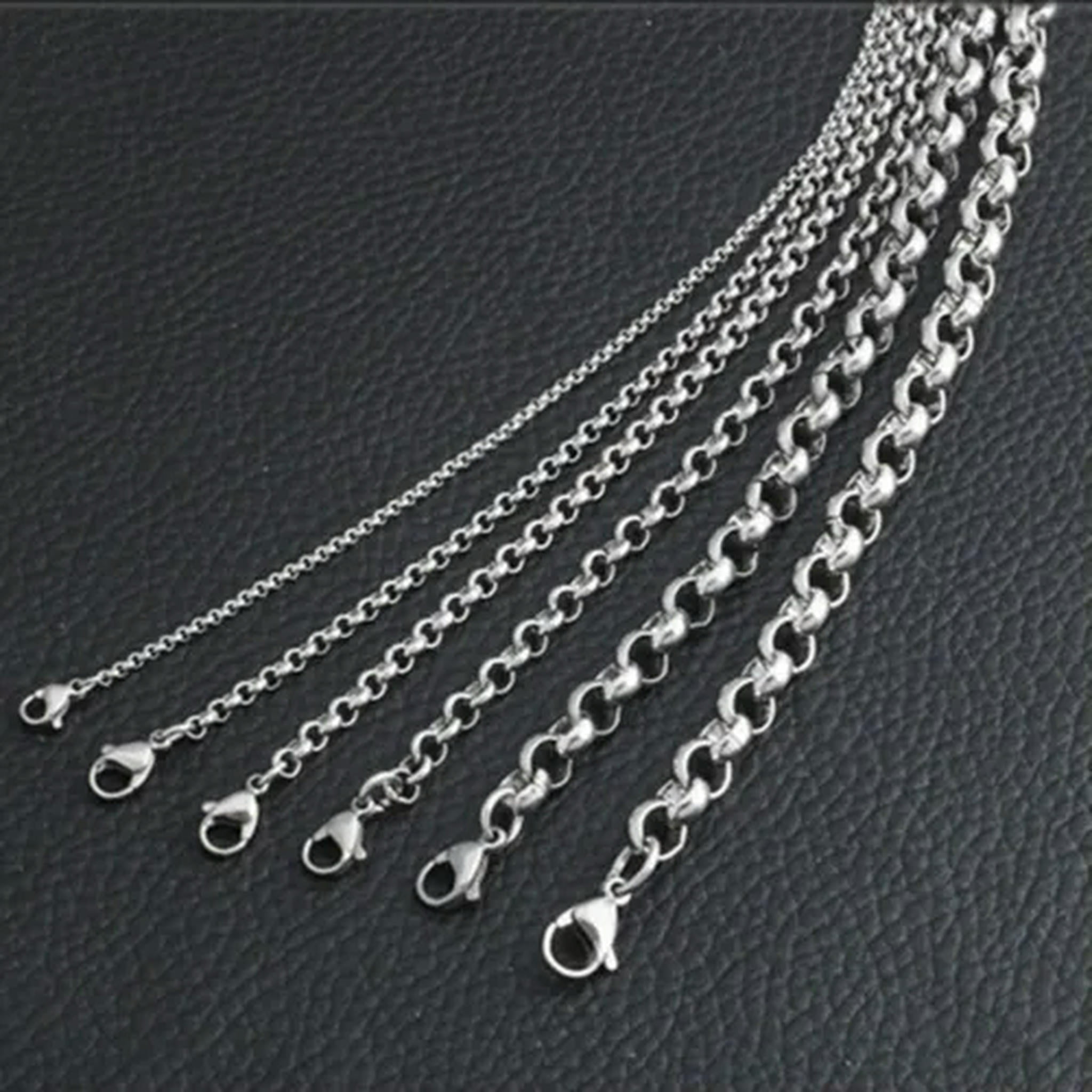 12pcs Wholesale Men Silver Stainless Steel Round rolo Link Necklace ...