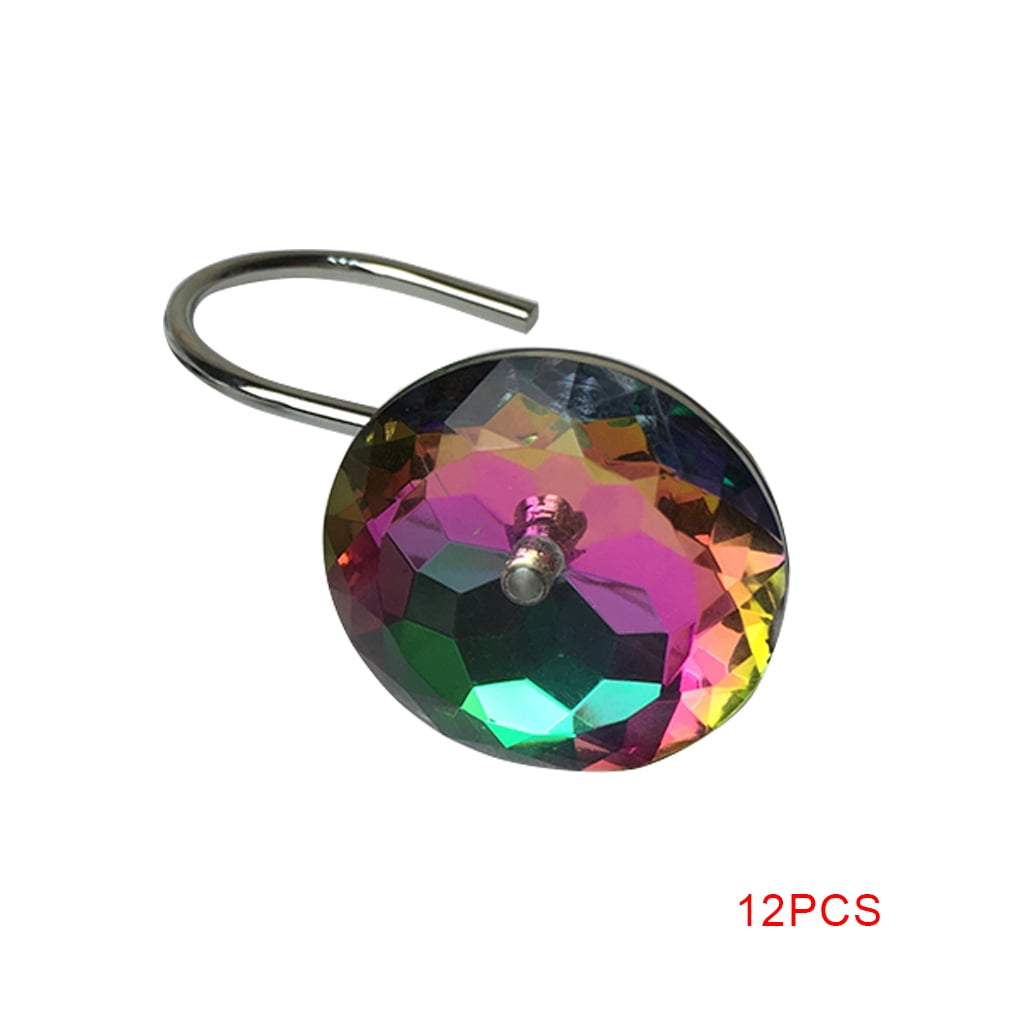 12pcs Window Curtain Hook Rings Acrylic Colorful Large Round Crystal ...