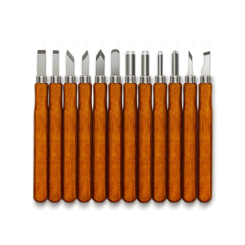 12pcs Wood Handle Wood Carving Chisel Scalpel Tools Set Cutter Wood ...