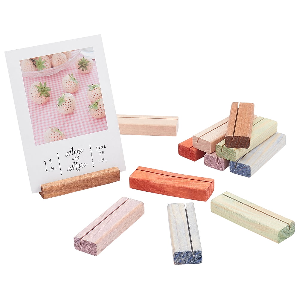 12pcs Wood Place Card Holders 6 Colors Table Number Stands Sign Holders ...