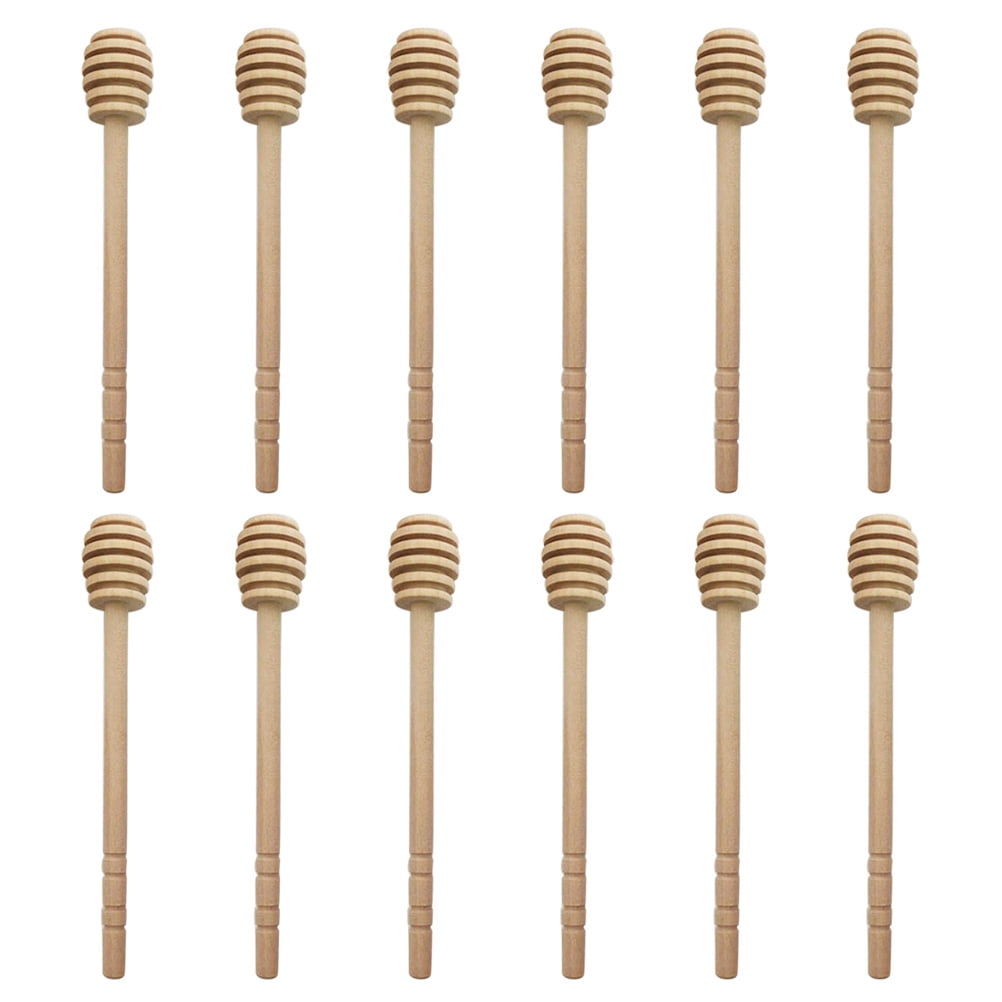 12pcs Wooden Honey Dipper Sticks Jam Dippers Syrup Stirrer for Honey ...