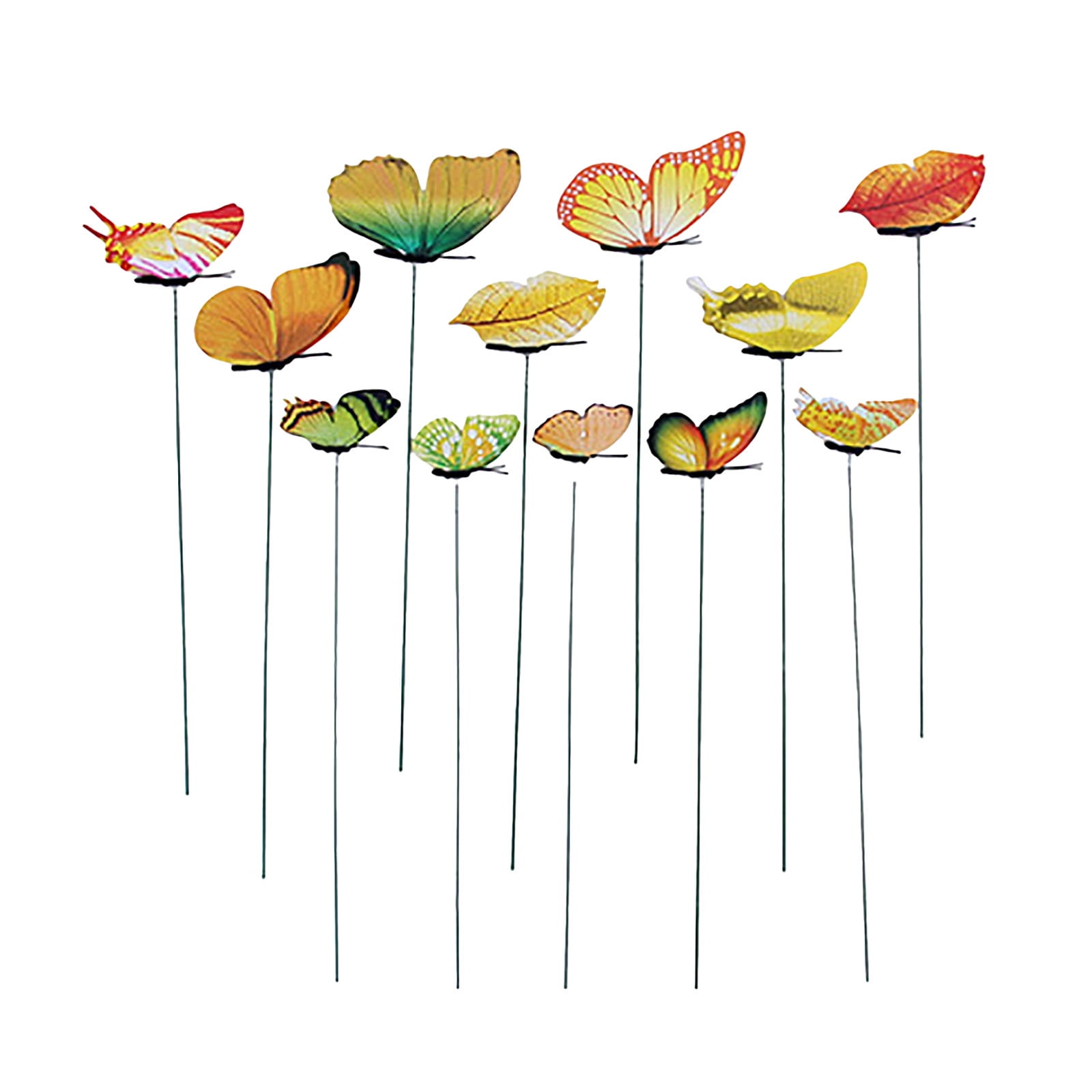 12pcs Yellow Butterfly Plant Stakes 9.8in - Colorful Sticks for Flower ...